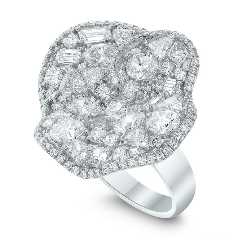 18k Gold Fancy Cut Diamond Saddle Ring • Jewels in Paradise